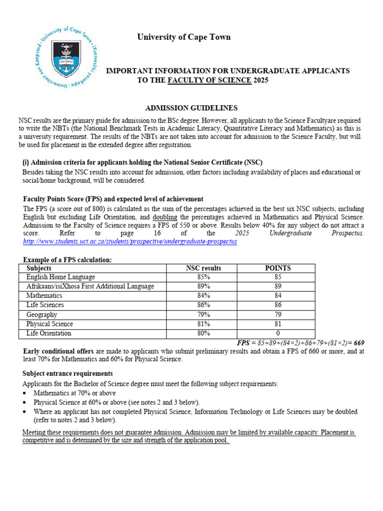 2025 Science UG Admissions Criteria | PDF | University And College ...