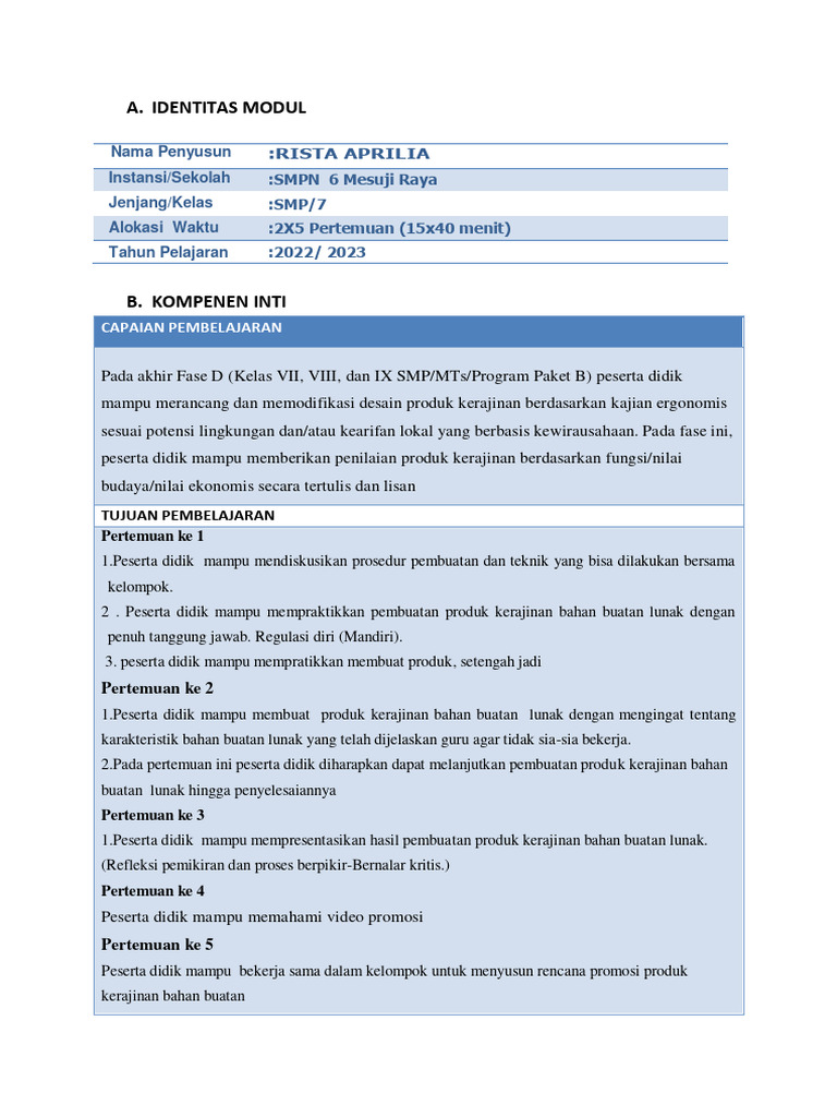 MODUL PRAKARYA KELAS VII. BAB 3 - Compressed | PDF
