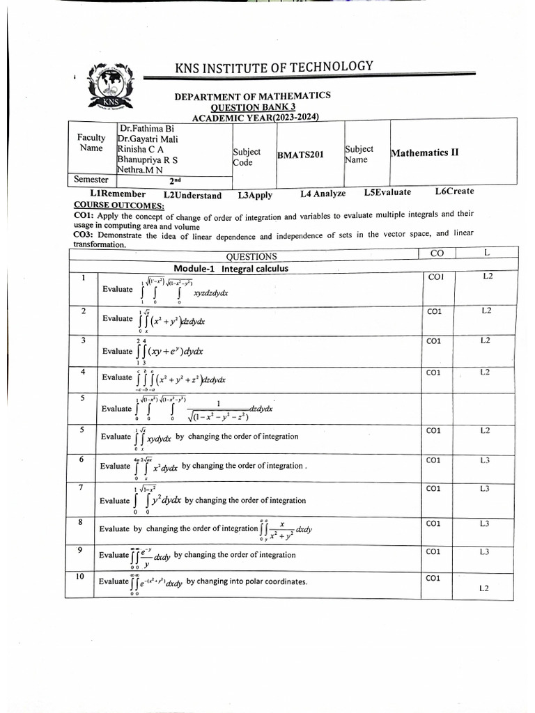 Question Bank 3 | PDF