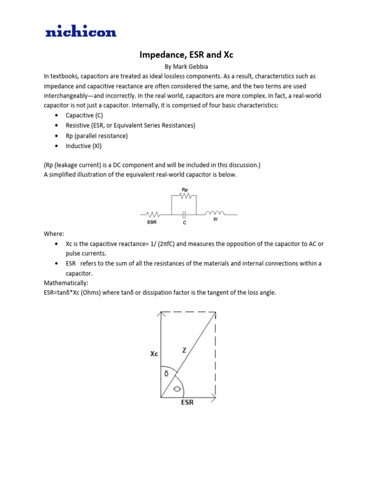 Nichicon Impedance Versus Esr White Paper | PDF | Capacitor ...