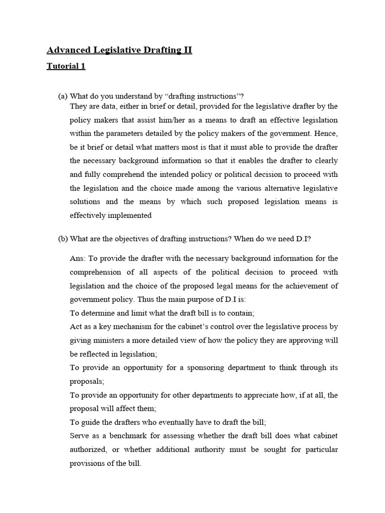 ALD II - Tutorial 2 | PDF | Policy | Bill (Law)