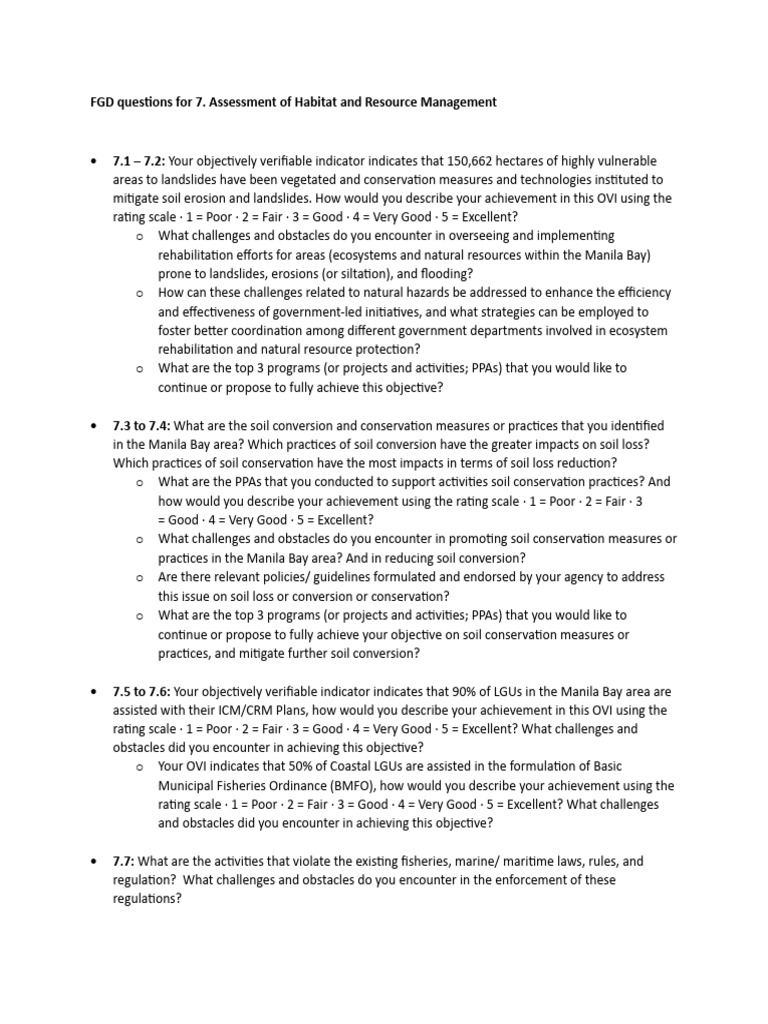 FGD Questions | PDF | Conservation Biology | Soil