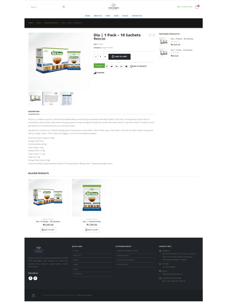 Orogen's Dia Food - Multigrain Nutritional Mix For Diabetics | PDF ...
