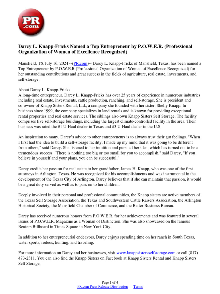 Darcy L. Knapp-Fricks Named A Top Entrepreneur by P.O.W.E.R ...