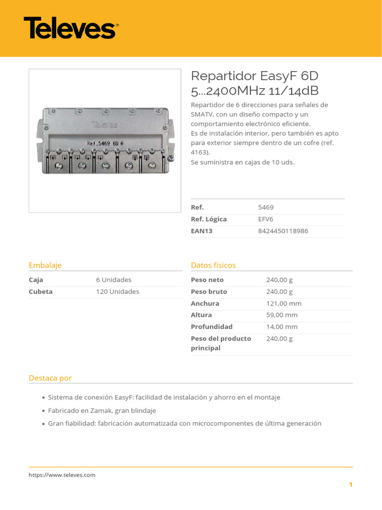 5469 Es ES Product Sheet PSH01230762 | PDF | Conector eléctrico | Cable ...