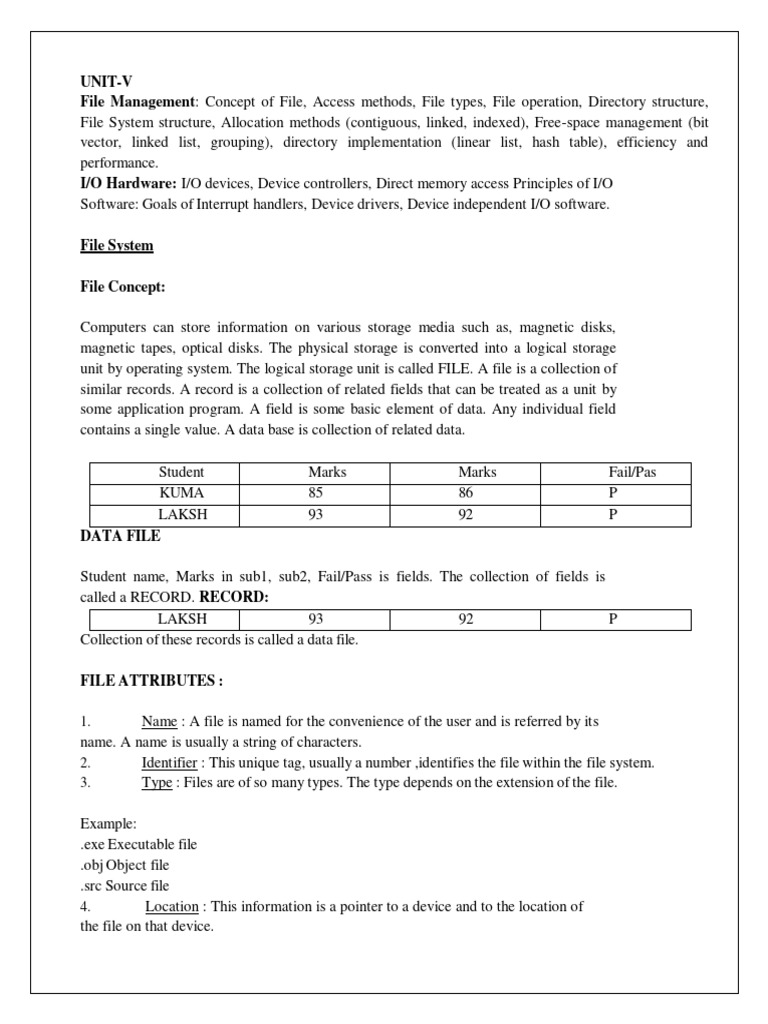 Os Unit 5 | PDF | Input/Output | Computer File