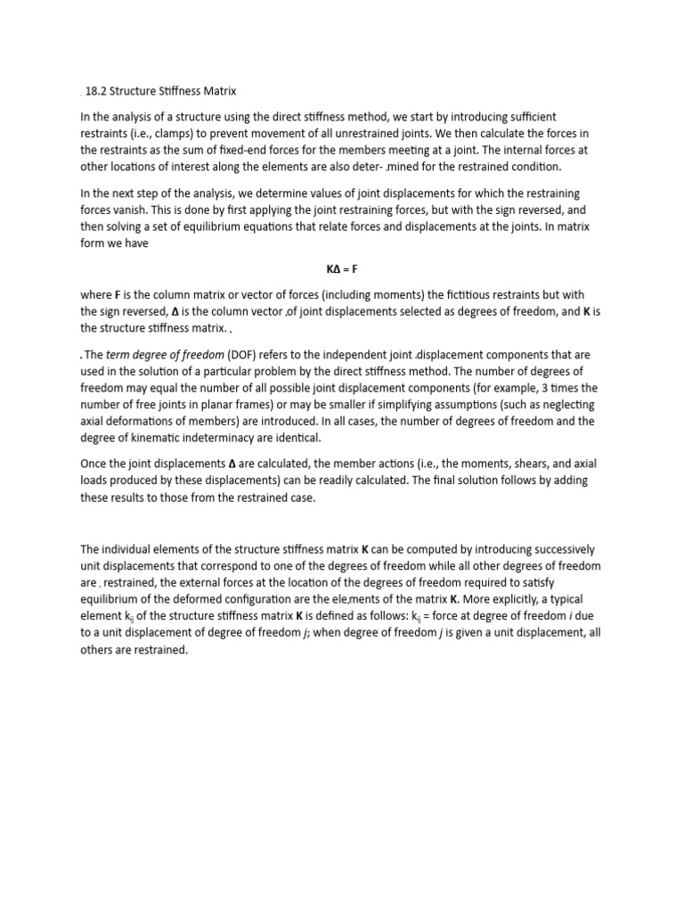 Stiffness 1 | PDF | Matrix (Mathematics) | Stiffness