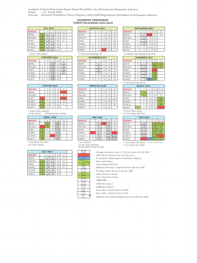 Kalender Pendidikan Tahun 2024 2025 | PDF