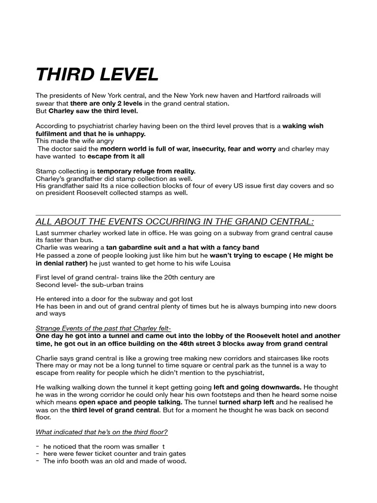 THIRD LEVEL English Class 12 Notes | PDF