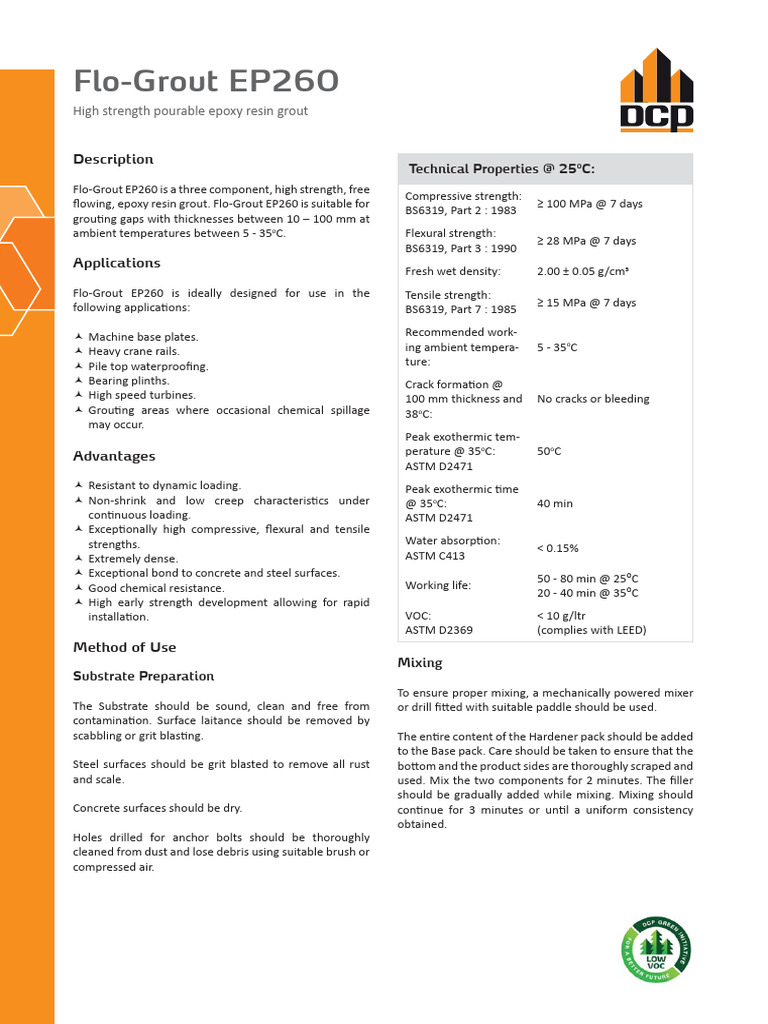 Flo-Grout EP260 | PDF | Building Engineering | Materials