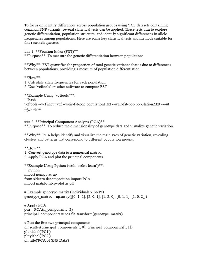 Statistical Analysis | PDF | Principal Component Analysis | Genetics