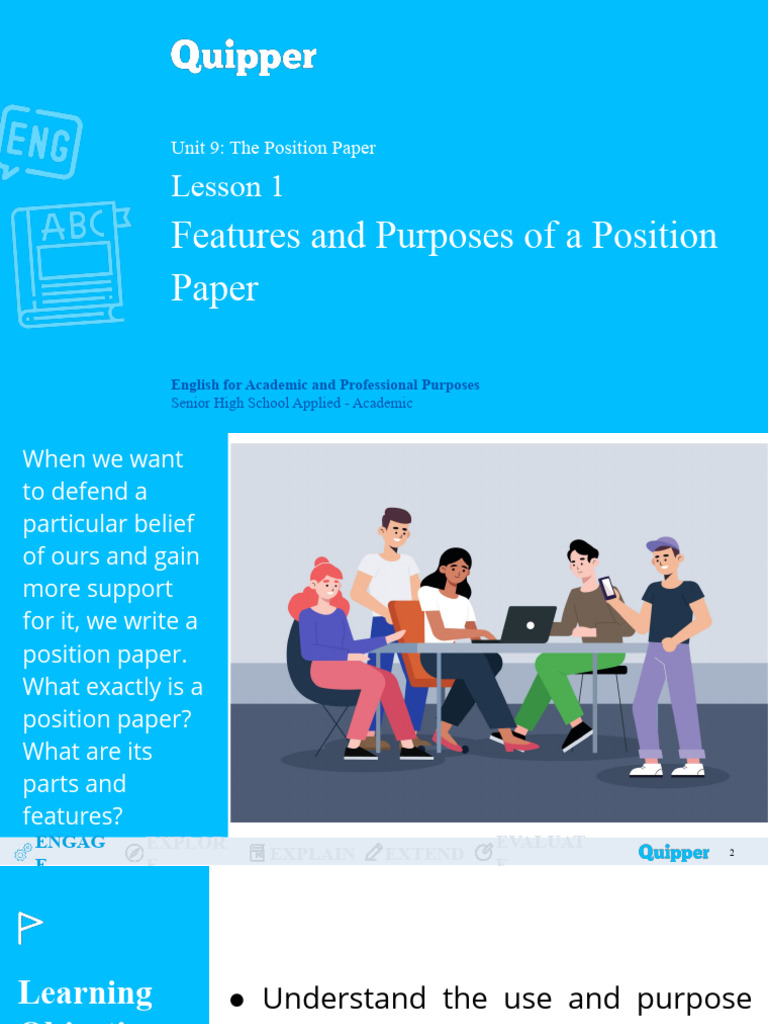 EAP 11 - 12 - UNIT 9 - LESSON 1 - Features and Purposes of A Position ...