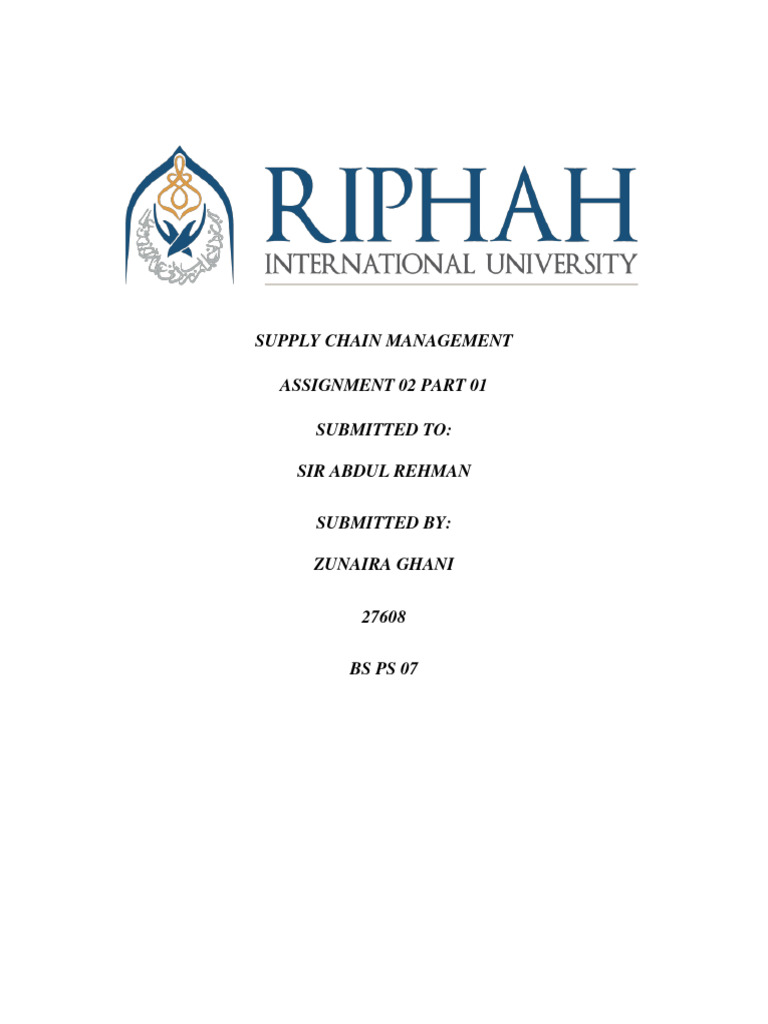 SCM Assign 02 Part 01 | PDF | Supply Chain Management | Supply Chain