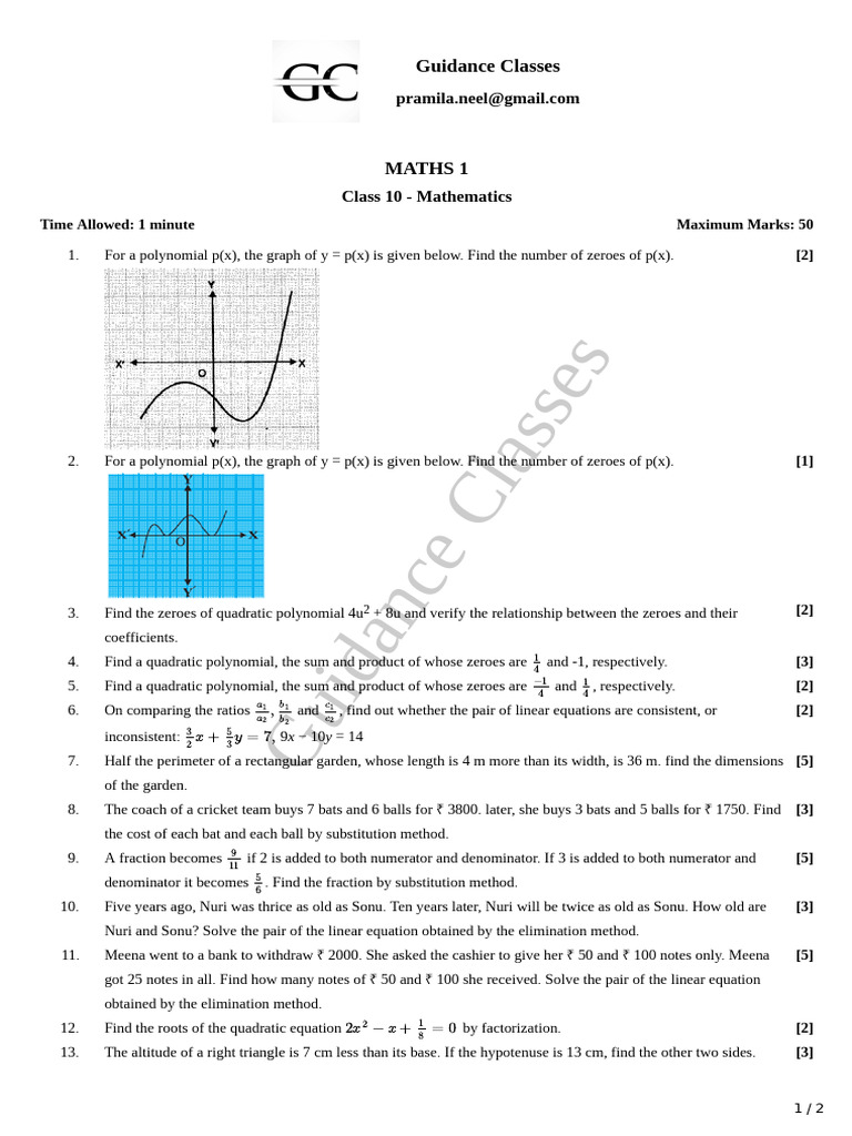 Question 1384379 | PDF | Polynomial | Zero Of A Function
