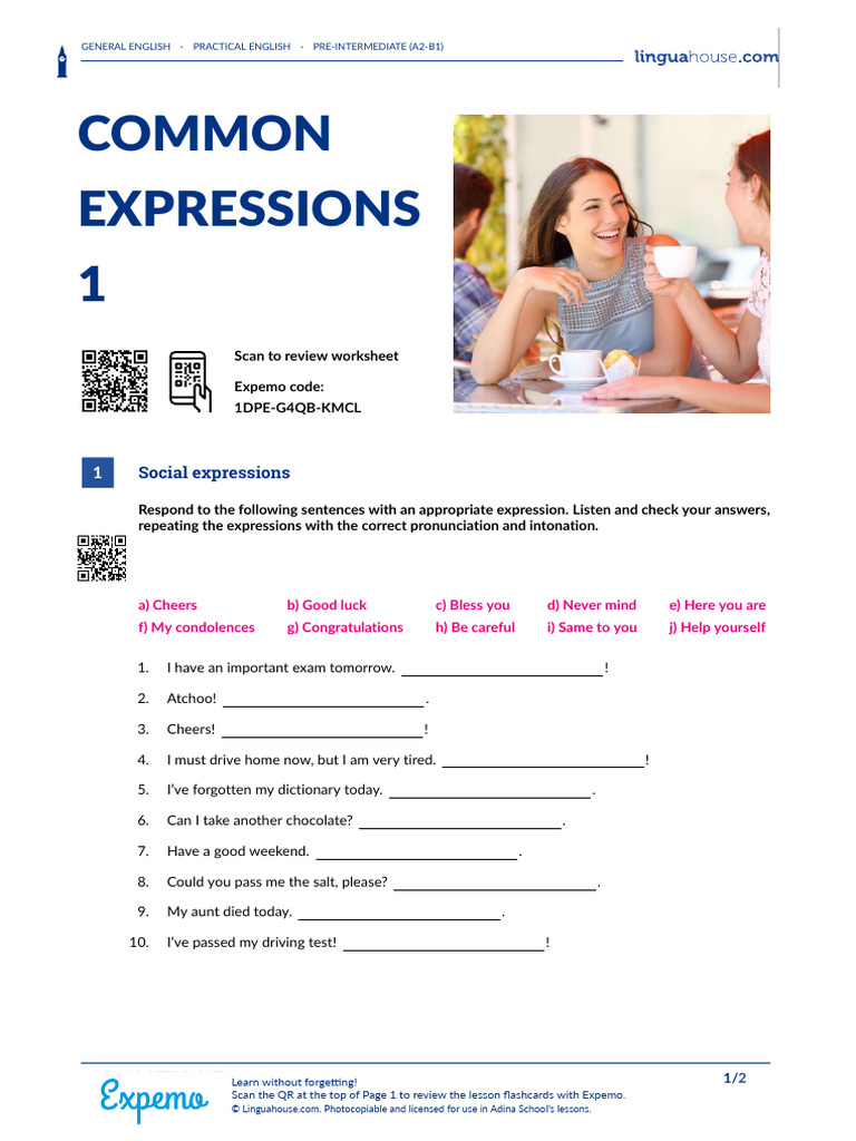 Common Expressions 1 Pdf Language Arts Discipline