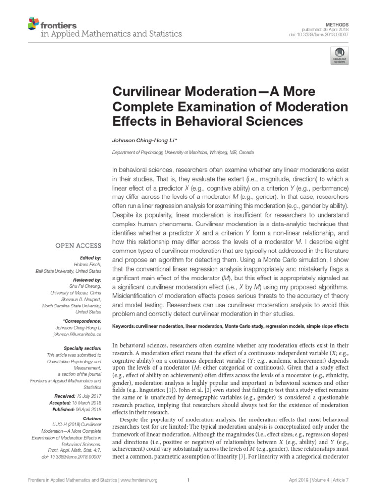 Curvilinear Moderation-A More Complete Examination | PDF | Regression ...