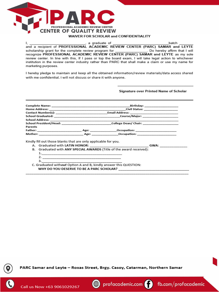 Waiver For Scholars | PDF | Career & Growth