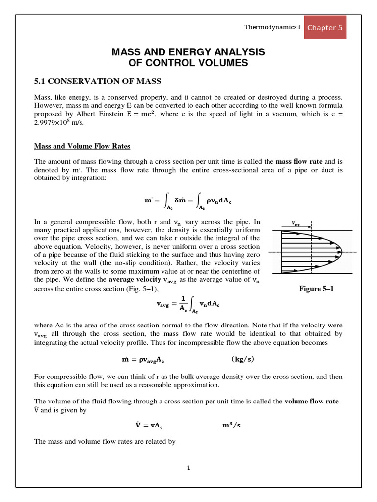 Mass and Energy Analysis in Thermodynamics | PDF | Fluid Dynamics ...