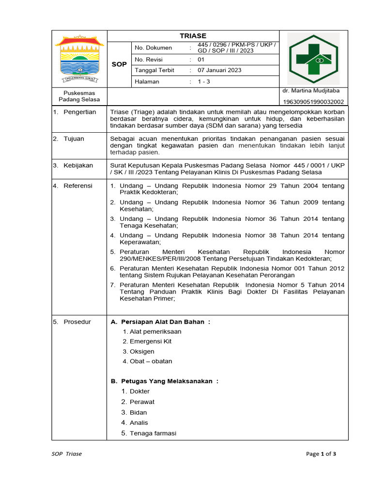 Sop Triase | PDF