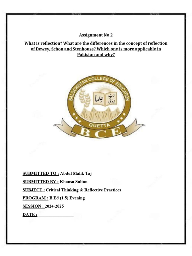 Assignment No 2 (Critical Thinking) | PDF | Reflective Practice | Critical Thinking