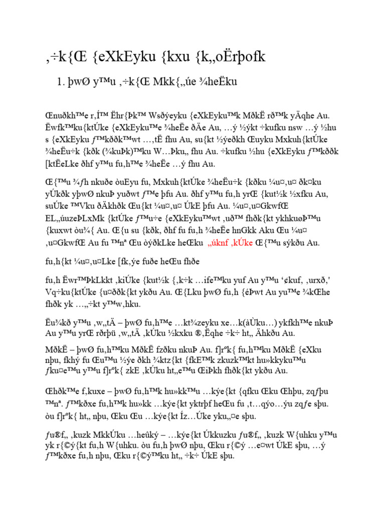 ÷K (Œ (Exkeyku (Kxu (K Oërþofk: 1. Þwø Y™U ÷K (Œ MKK ( Úe Heëku | PDF