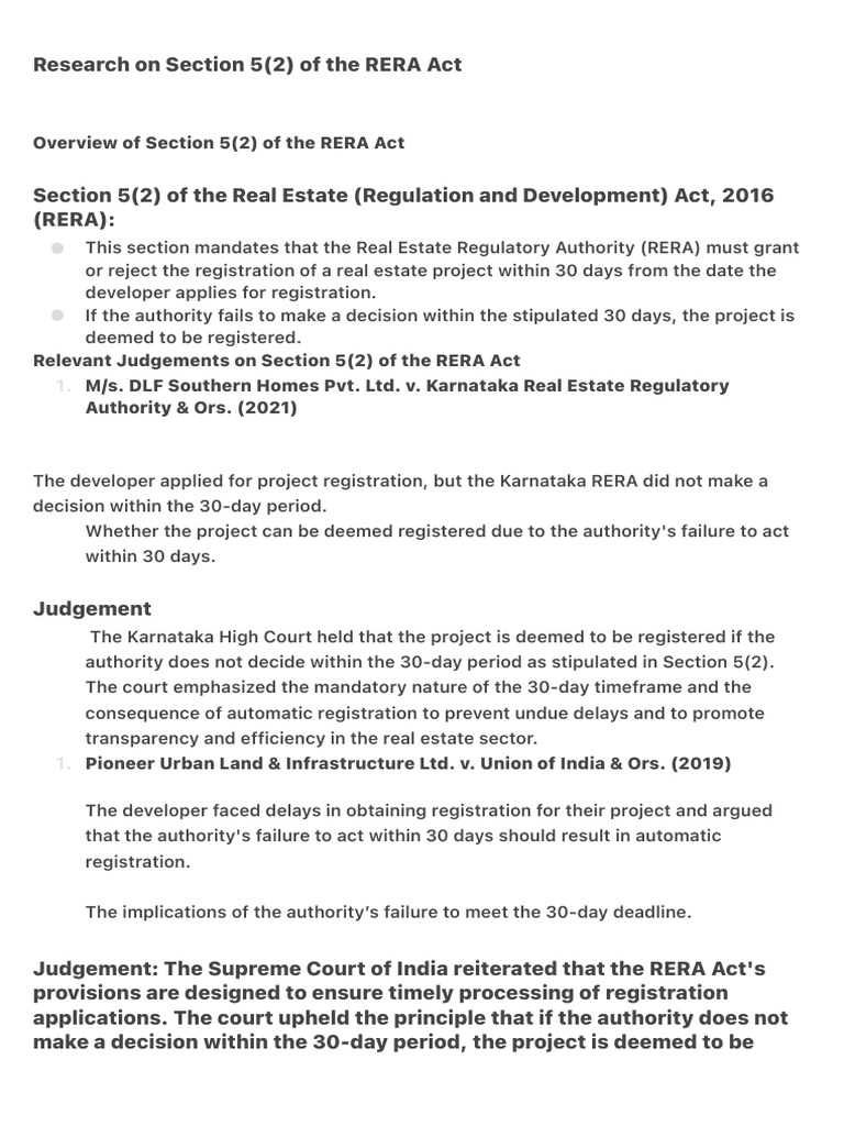 Research on Section 5(2) of the RERA Act | Download Free PDF | Common Law | Legal Documents