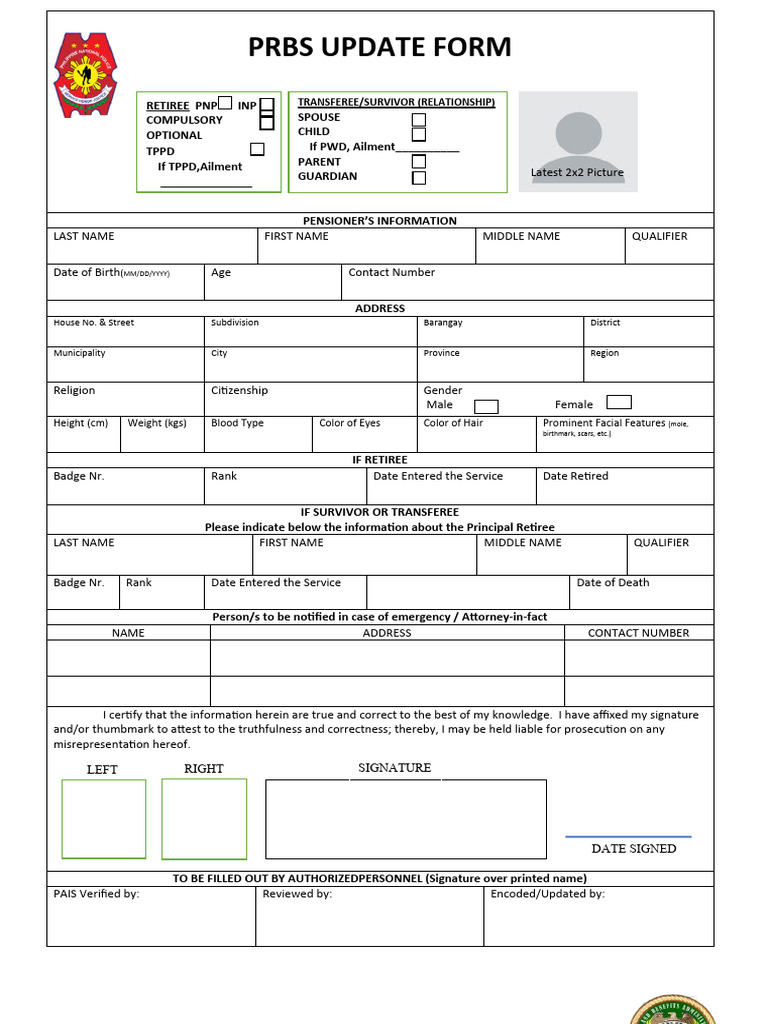 Unified PRBS Update Form New | PDF