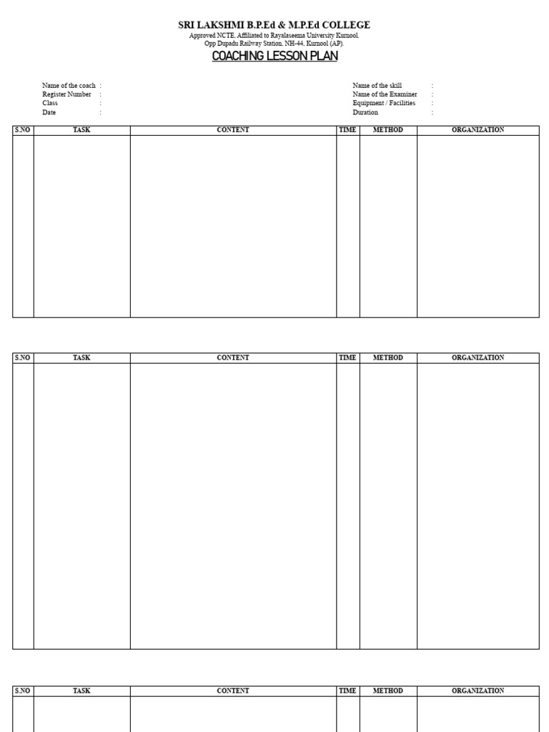 M.P.Ed Coaching Lesson Plan-A3-AR | PDF