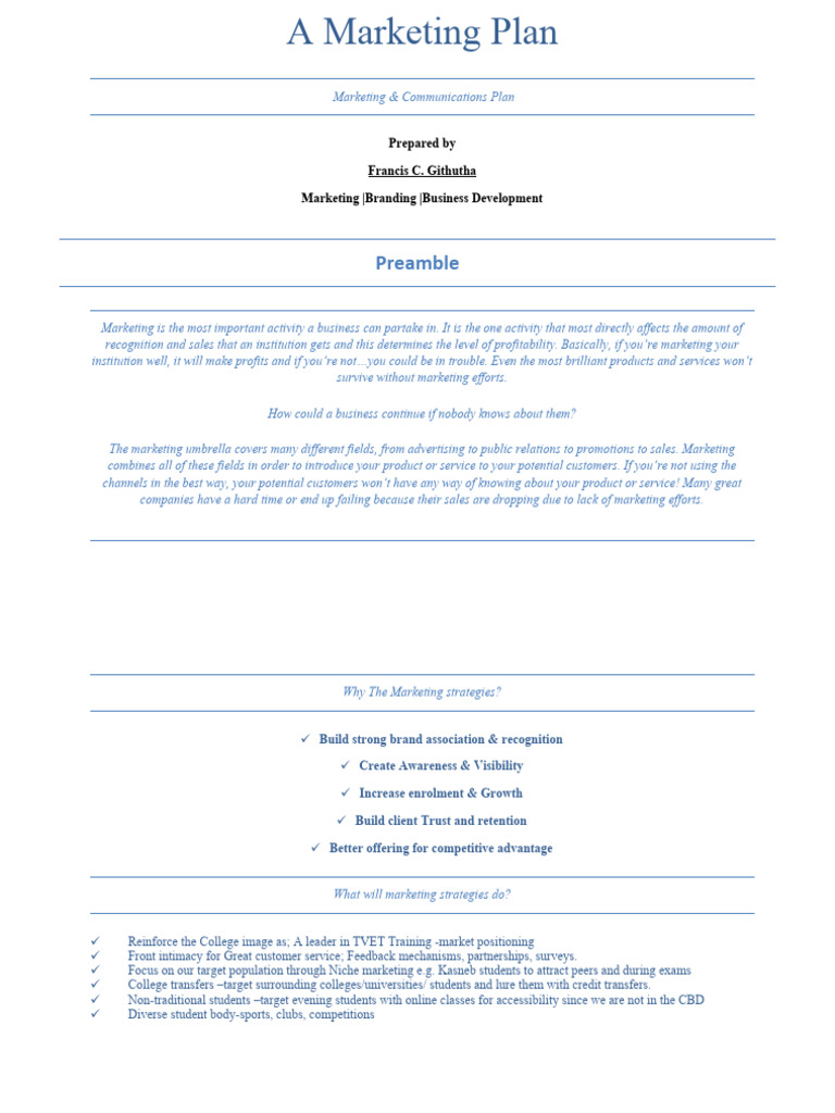 Marketing Plan | PDF | Marketing | Brand