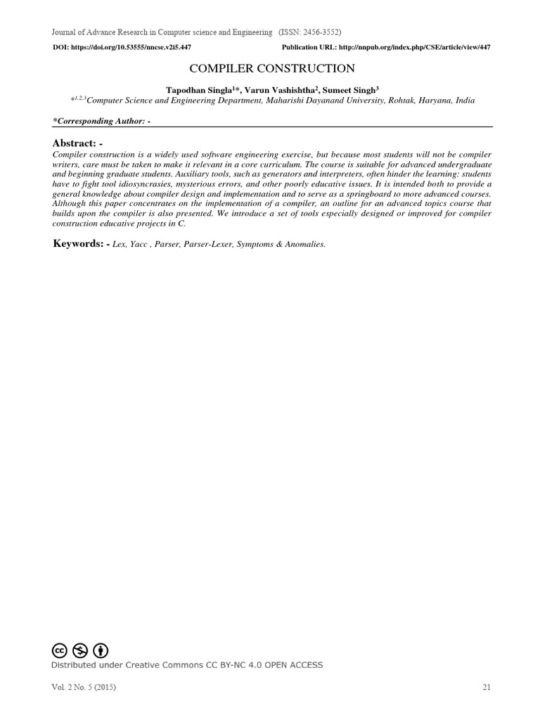 Compiler Construction | PDF | Parsing | Compiler