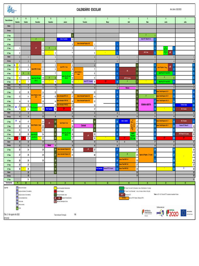 Calendário Escolar 2022/2023 | PDF