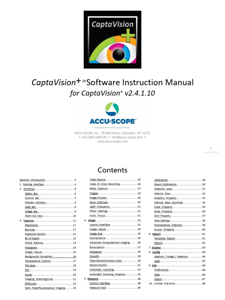 MANUAL CaptaVision Plus Software v2 4 1 10 | PDF | Color Balance ...