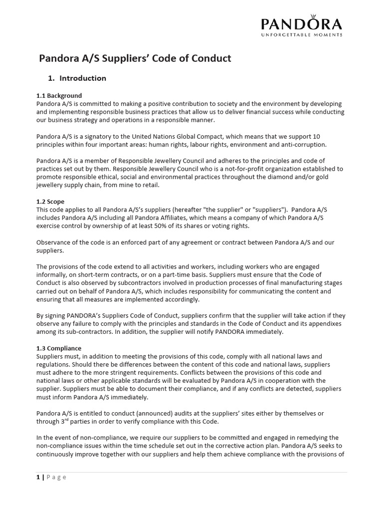 CodeofConduct Pandoragroup | PDF | Employment | Labour Law