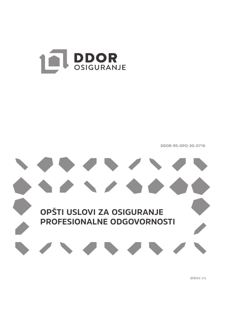 Opšti Uslovi Za Osiguranje Profesionalne Odgovornosti | PDF