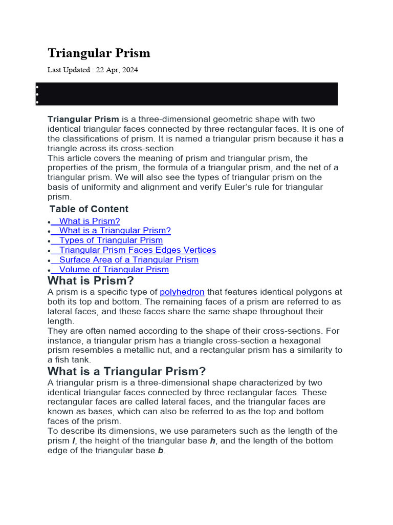 Triangular Prism | PDF | Triangle | Area