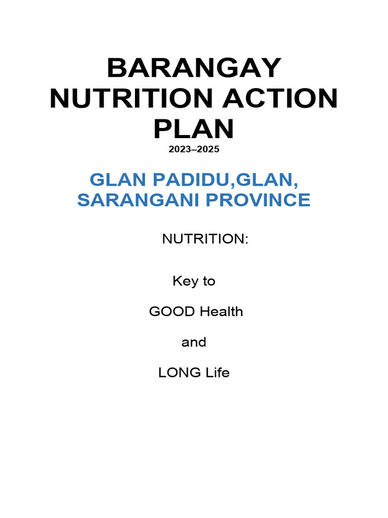 Barangay Nutrition Action Plan Glan Padidu | PDF | Malnutrition | Food ...