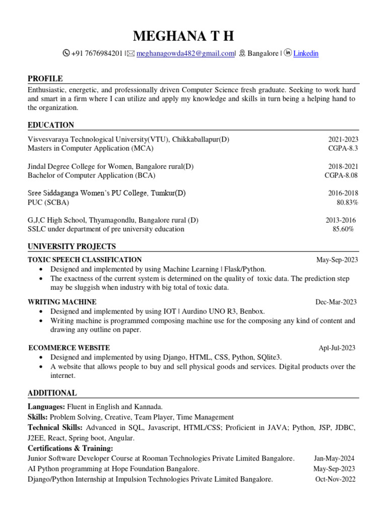Meghana .CV. | PDF | Computing | Computer Science