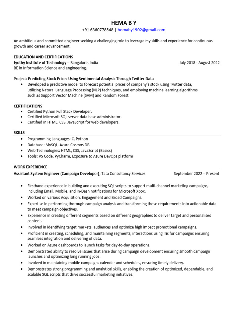 Resume (Hema) | PDF | Web Development | Computer Science