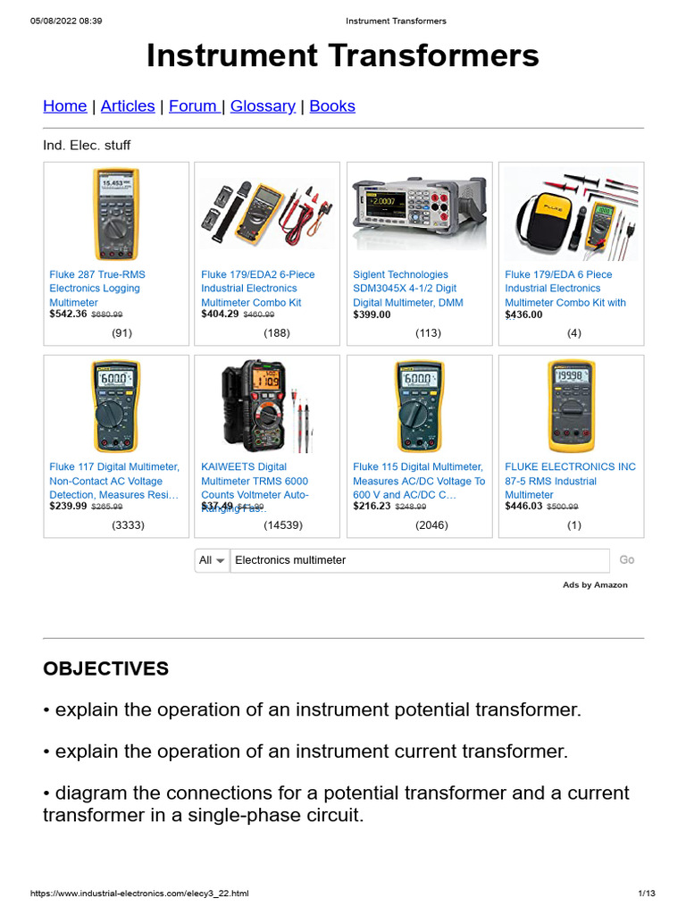 Instrument Transformers | PDF | Transformer | Voltage