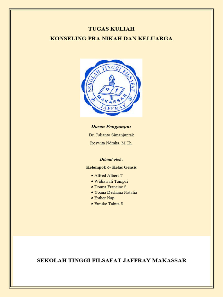 Modul Konseling Pra Nikah - Kelompok 6 - Kelas Genesis | PDF ...
