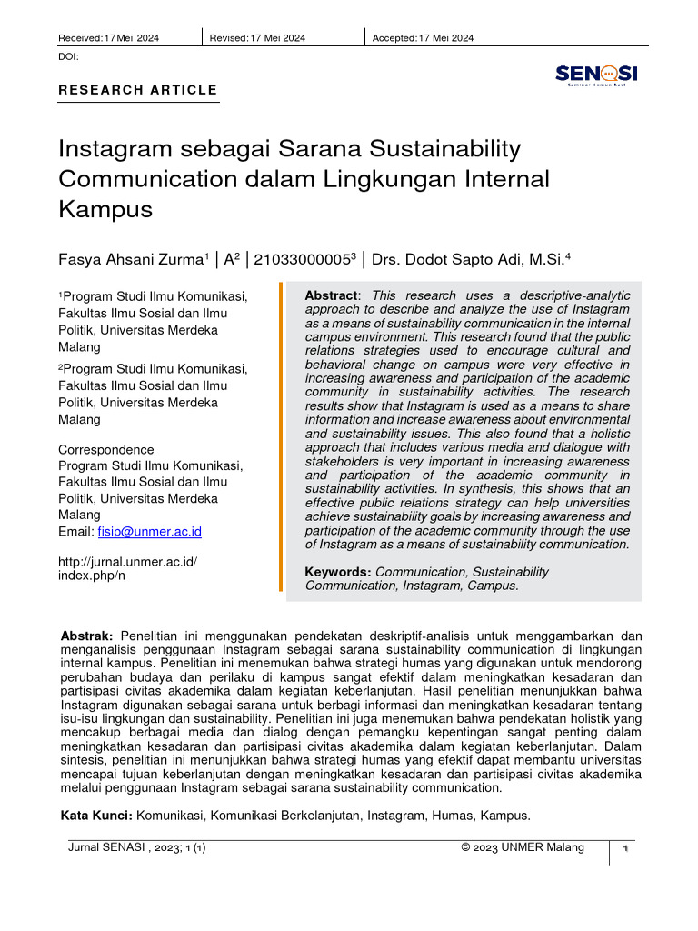 Fasya Ahsani Zurma - 21033000005 - A - Artikel Senasi | PDF | Ilmu Sosial | Sains & Matematika