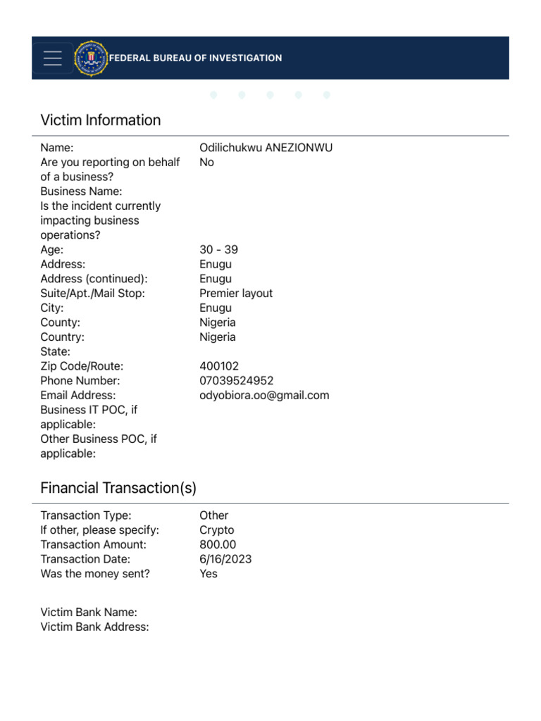 IC3 Complaint Referral Form | PDF