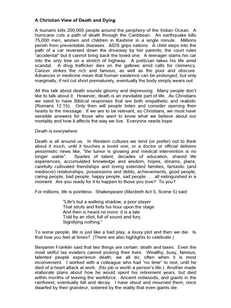 A Christian View of Death and Dying.135155640 | PDF | Jesus | The Gospel