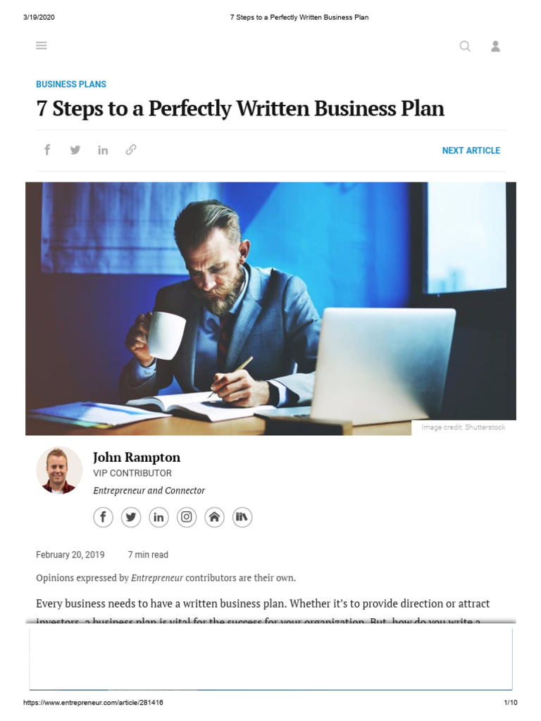 7 Steps To A Perfectly Written Business Plan | PDF | Marketing ...