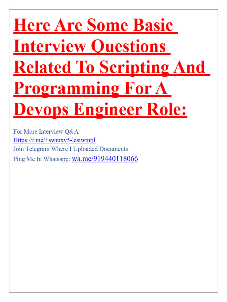 Interview Questions Related To Scripting and Programming For A Devops | PDF | Scripting Language ...