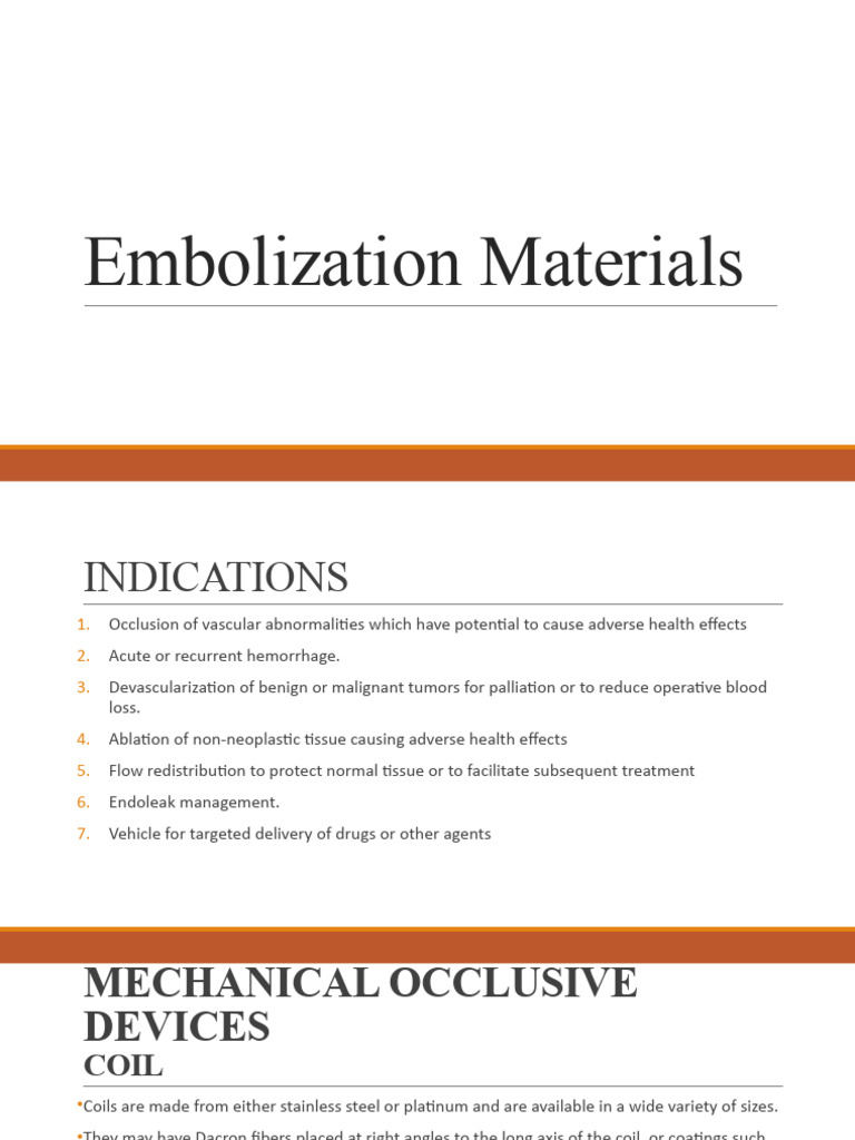 Embolization Materials | PDF | Blood Vessel | Thrombosis