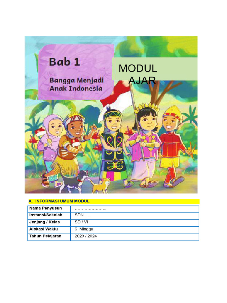 Modul Pembelajaran: Bangga Anak Indonesia | PDF