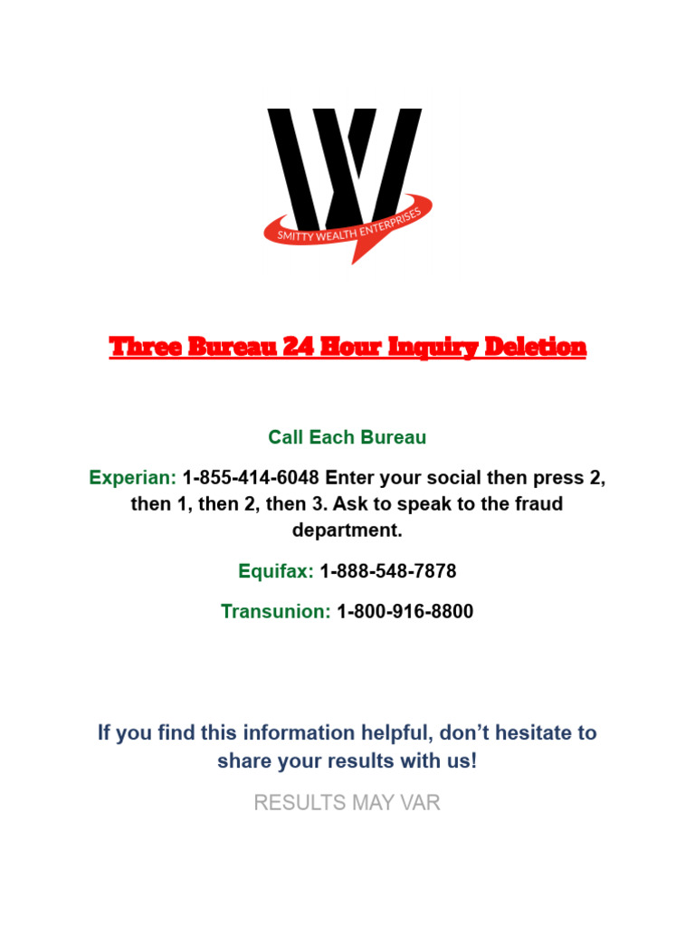 24 Hour Inquiry Removal | PDF