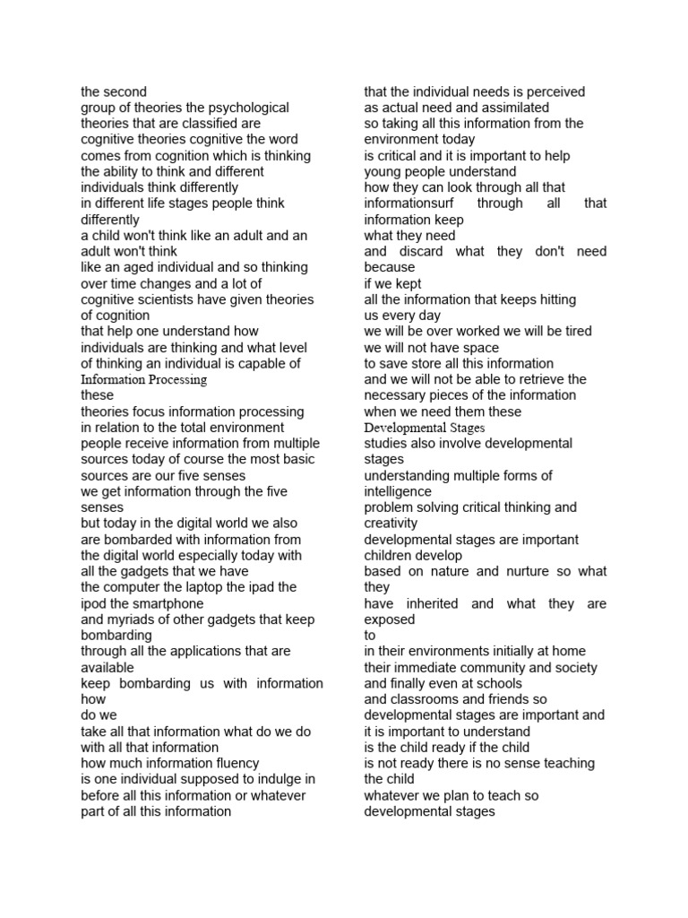 Cogmitve Script | PDF | Cognition | Information