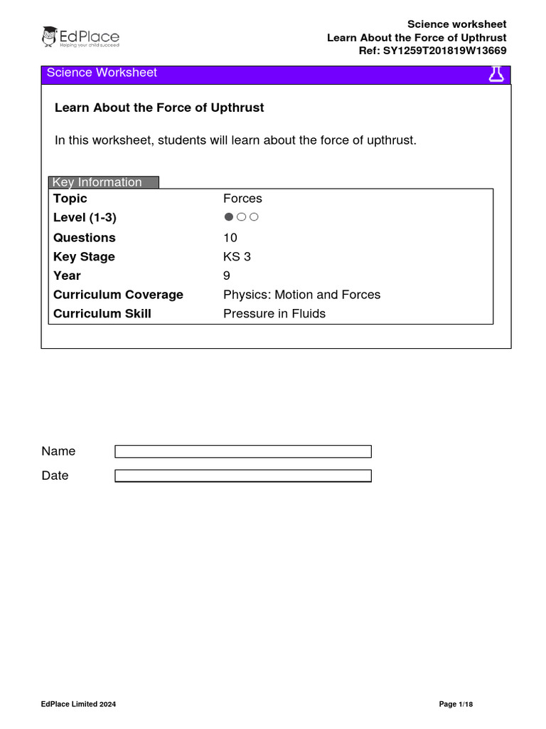 Learn About The Force of Upthrust | PDF | Buoyancy | Density